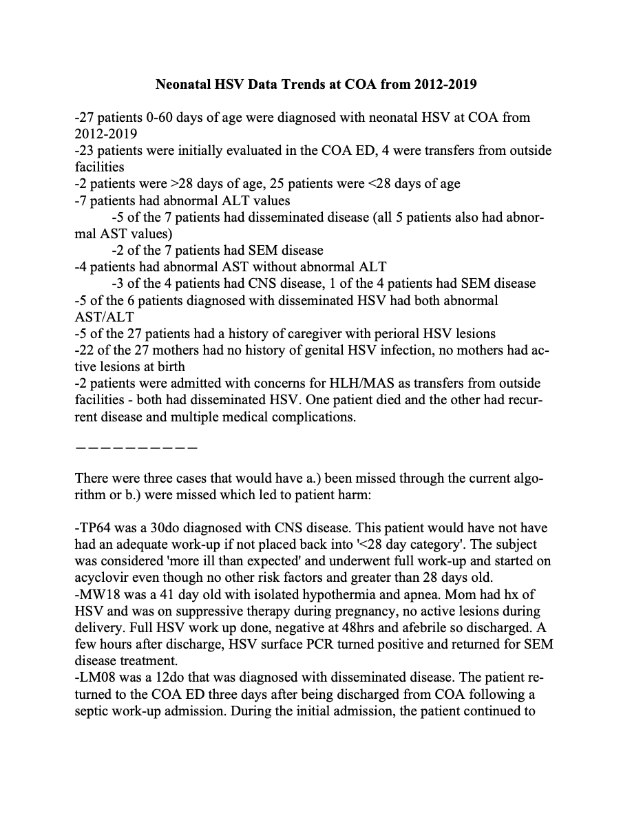 Febrile Neonate / Neonatal HSV